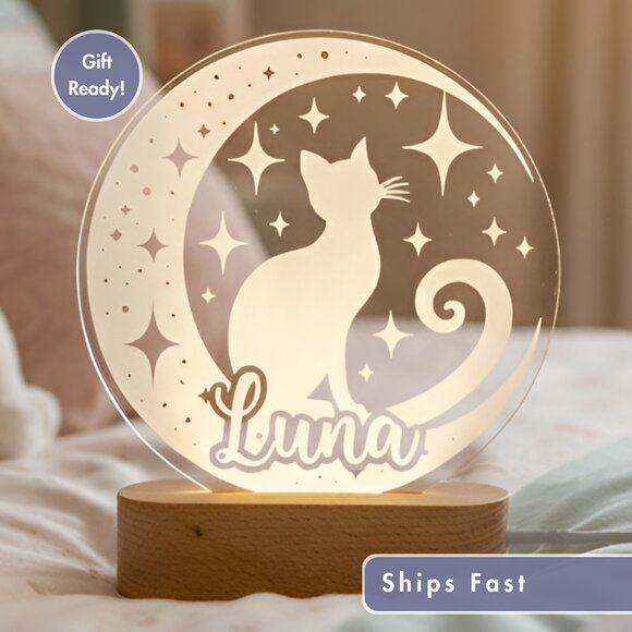 LED Expression | Accents | Personalized Cat Night Light Custom Moon Led ...